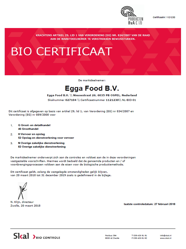 CERTIFICATIONS OF QUALITY – Egga Food