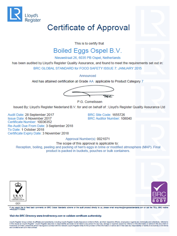 Kwaliteitscertificaten – Egga Food